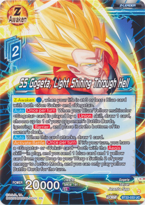 SS Gogeta, Light Shining Through Hell - BT22-033 – BurroSingles