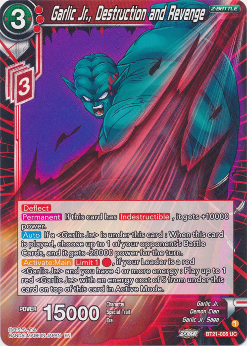 Garlic Jr., Destruction and Revenge - BT21-006 – BurroSingles