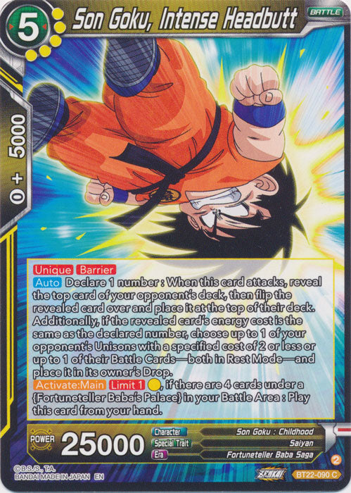 Son Goku, Intense Headbutt - BT22-090 – BurroSingles